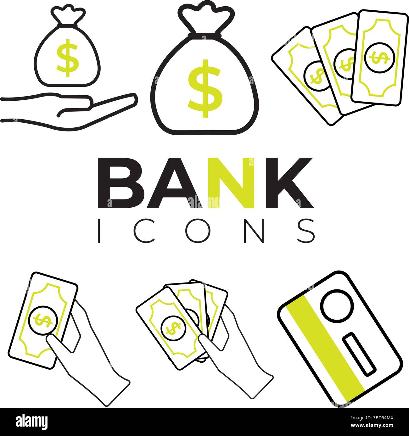 Yellow finance icons group. Vector Stock Vector Image & Art - Alamy