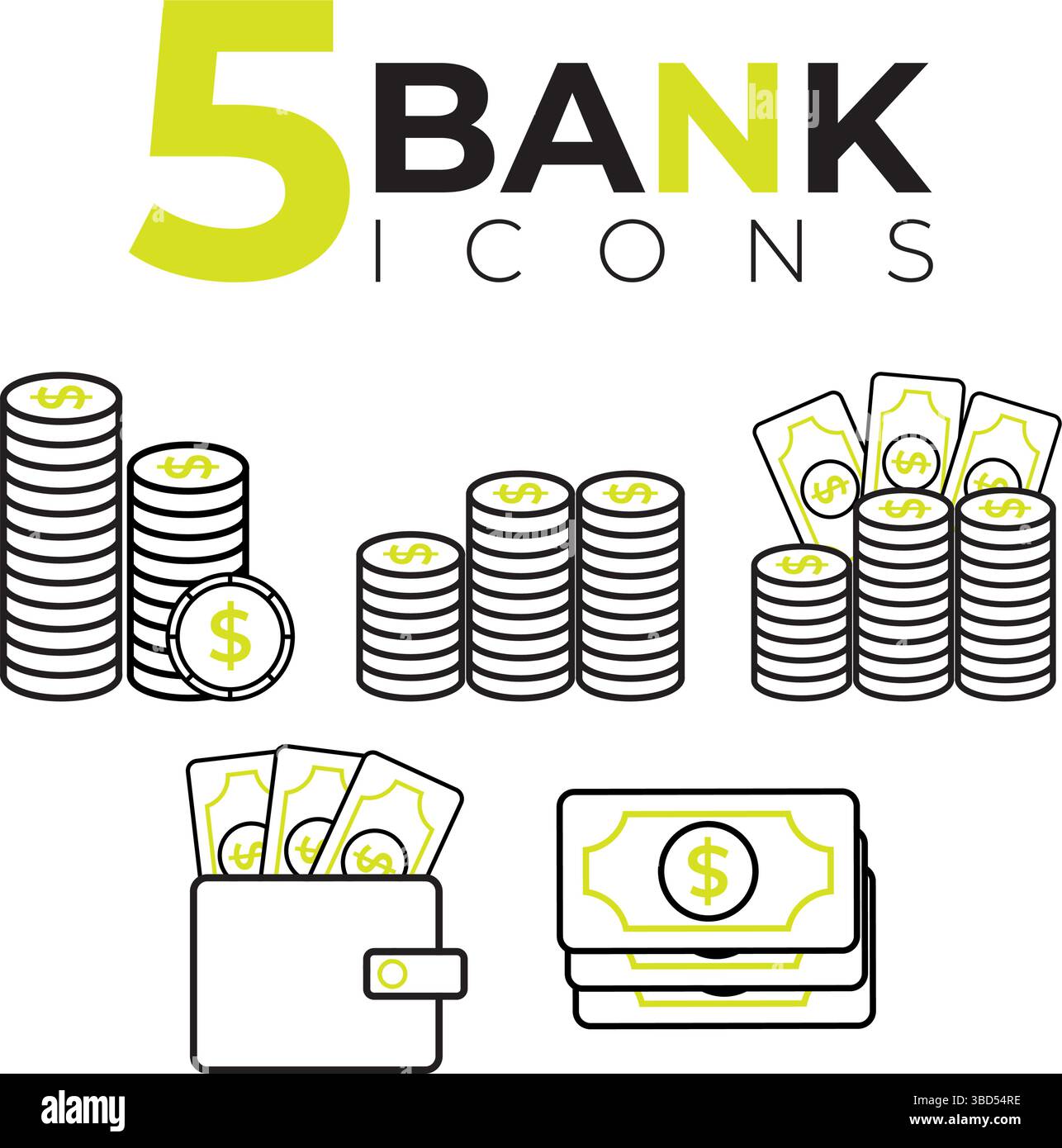 Yellow money wallet icons. Vector Stock Vector Image & Art - Alamy