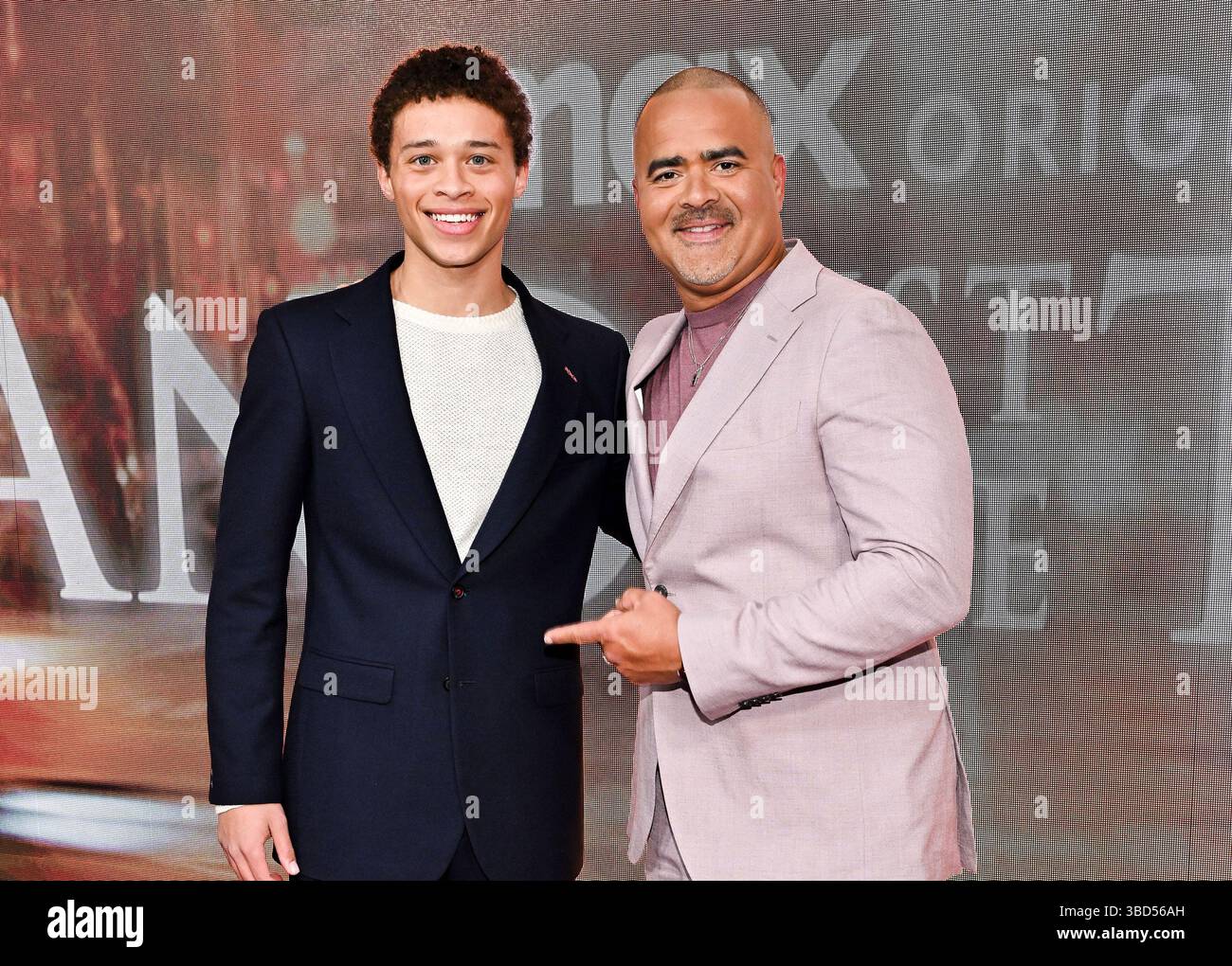 Elijah Jacob, left, and Christopher Jackson attend the premiere of "And ...
