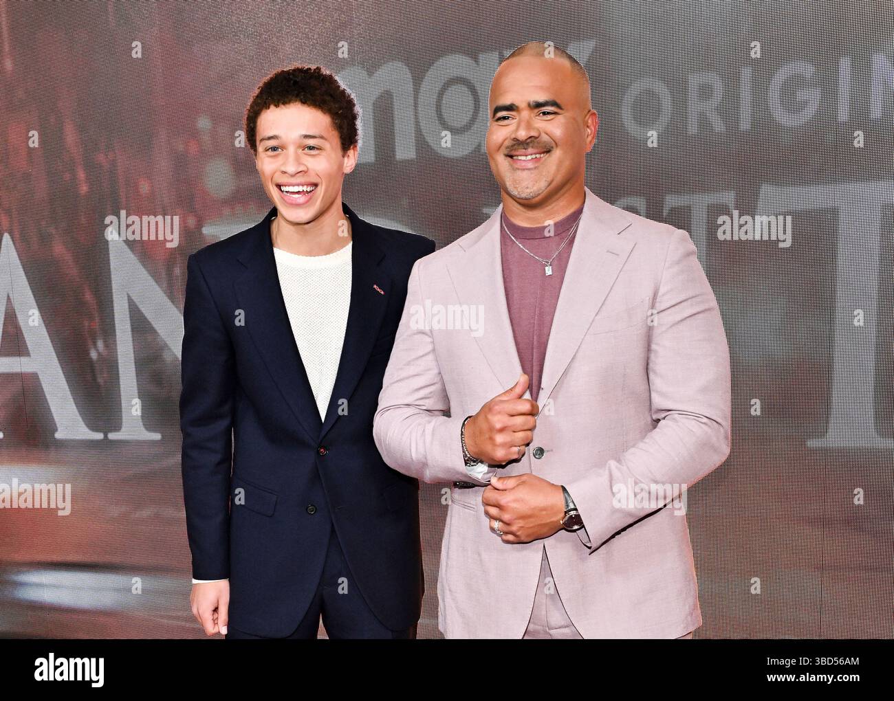 Elijah Jacob, left, and Christopher Jackson attend the premiere of "And ...