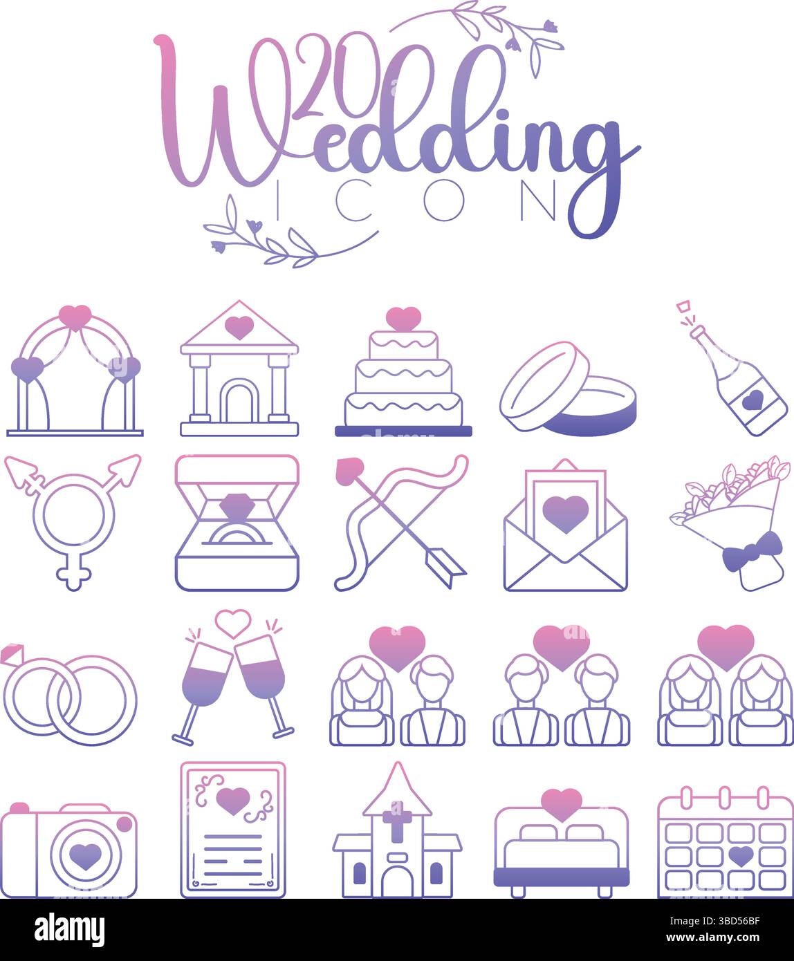 Gradient wedding icon set. Vector Stock Vector Image & Art - Alamy