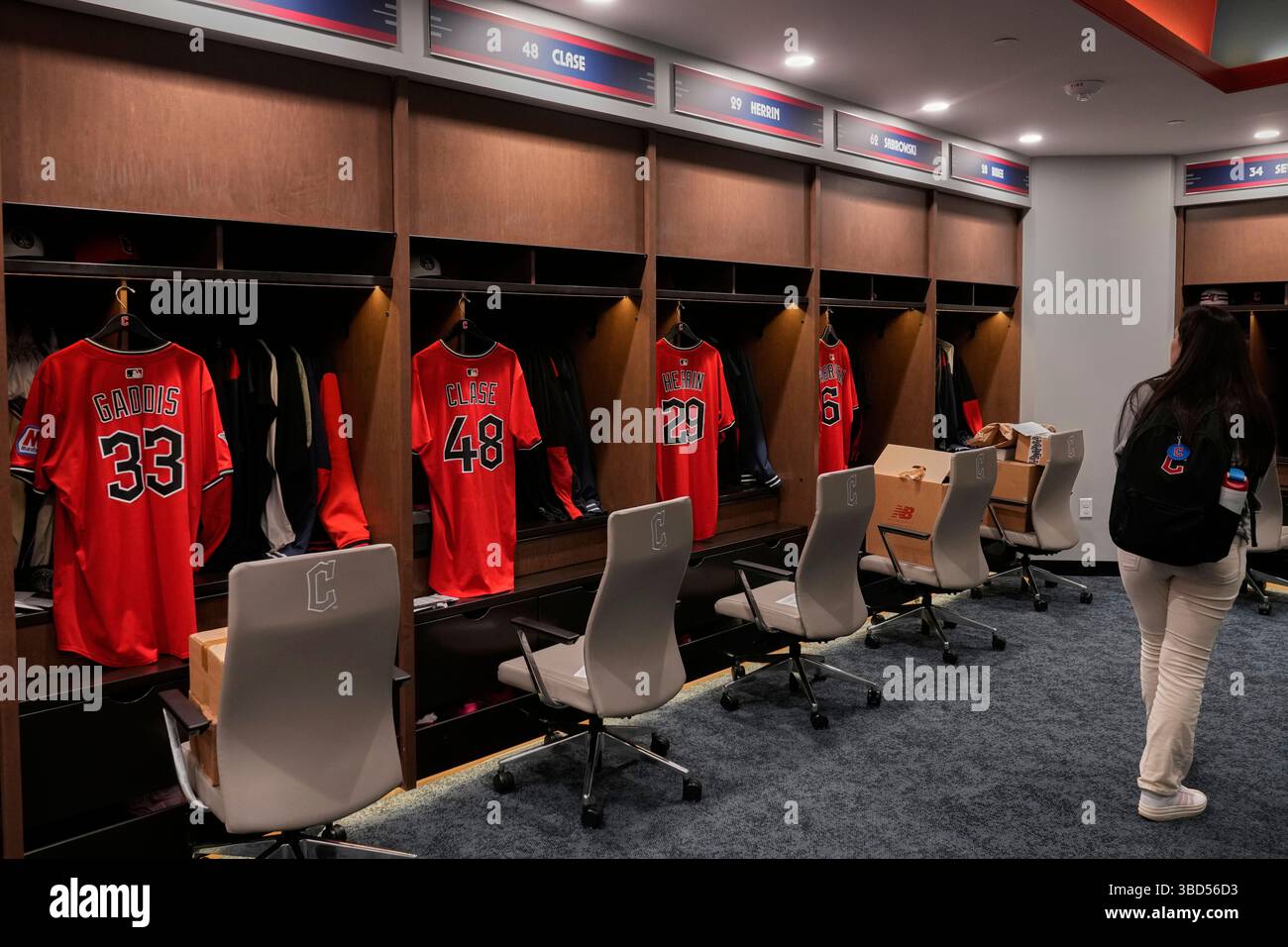 The players' locker room is pictured during a media tour of the ...