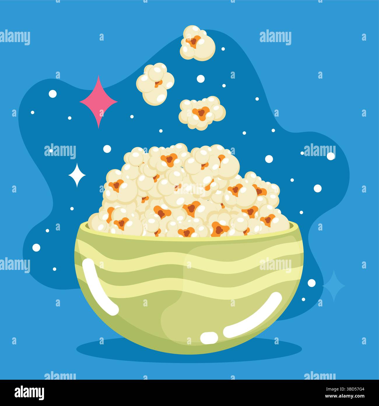 Popcorn flying from bowl. Vector illustration Stock Vector Image & Art ...