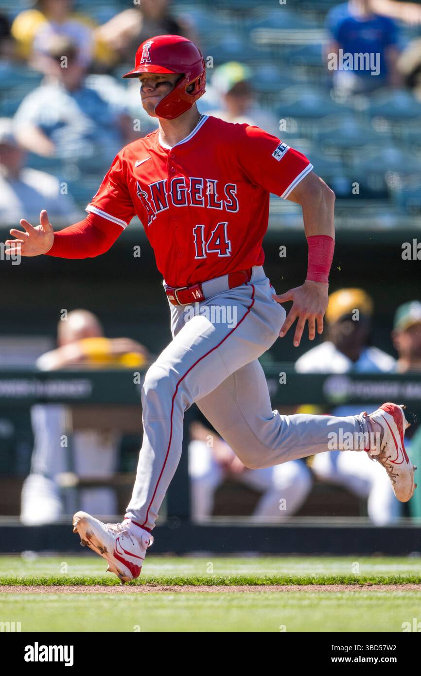 Los Angeles Angels' Logan O'Hoppe runs towards home plate during the ...