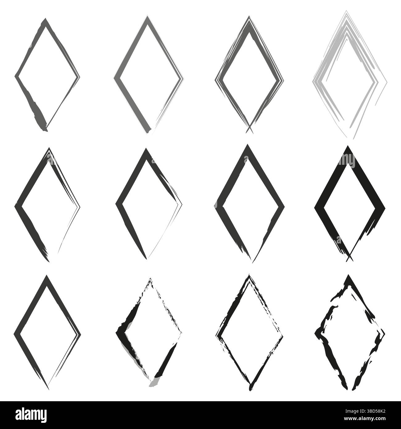 Diamond frame icon. Monochrome border shape. Thin outline figure ...