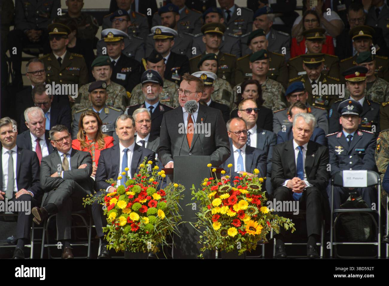 German Defence Minister Boris Pistorius speaks during the ceremony of ...