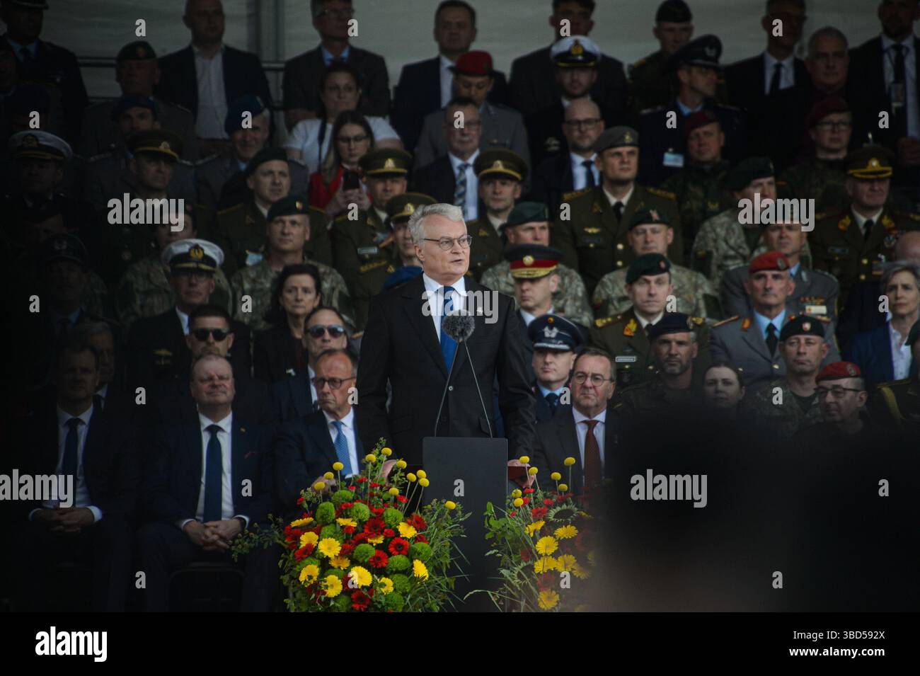 (L-R) German Defence Minister Boris Pistorius, Lithuanian Defence ...