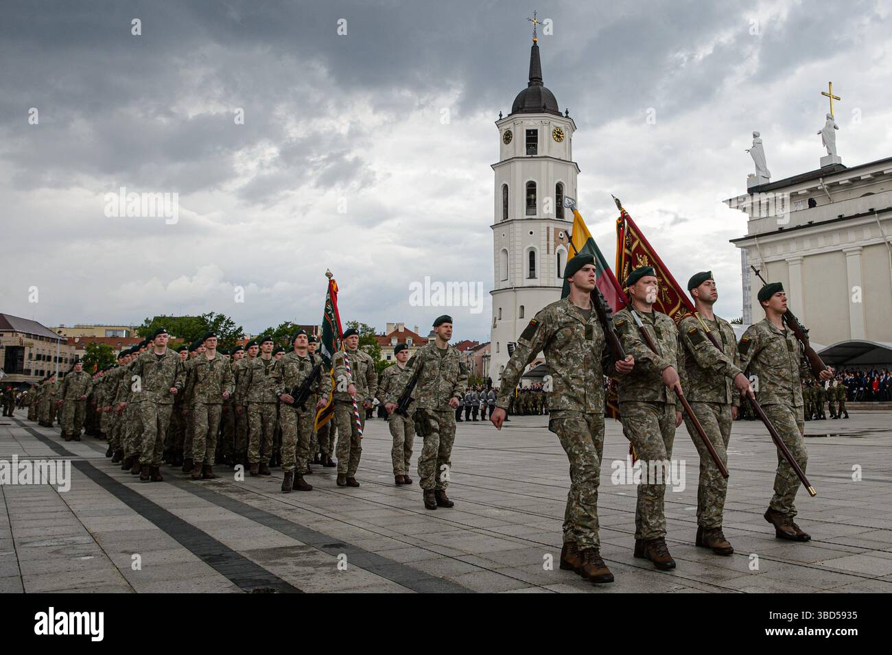 Lithuanian soldiers march during the inauguration of the German Brigade ...