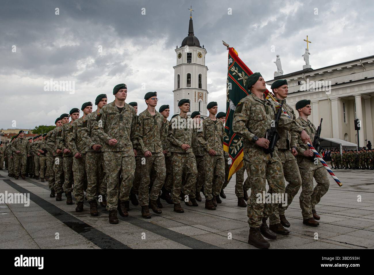 Lithuanian soldiers march during the inauguration of the German Brigade ...
