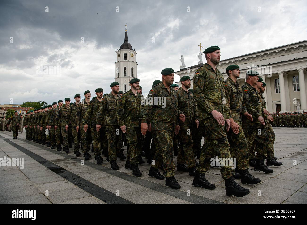 German soldiers march during the inauguration of the German Brigade ...
