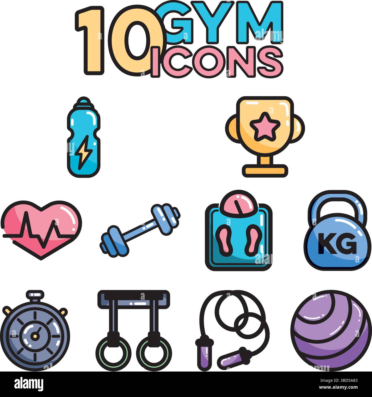 Bright fitness icons pack. Vector Stock Vector Image & Art - Alamy