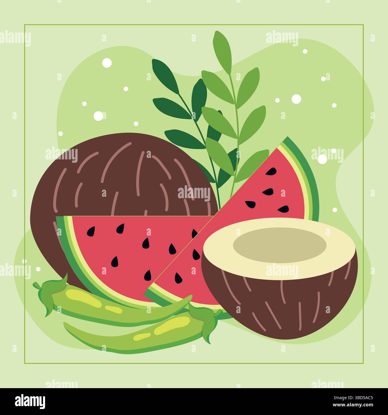 Fresh fruits sweet coconut Stock Vector Images - Alamy