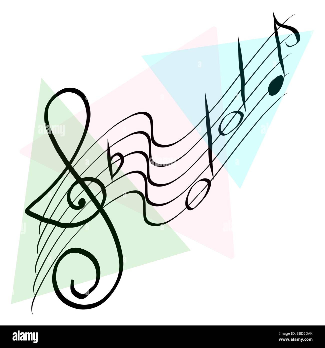 Music note icon. Melody harmony symbol. Colorful triangle background ...