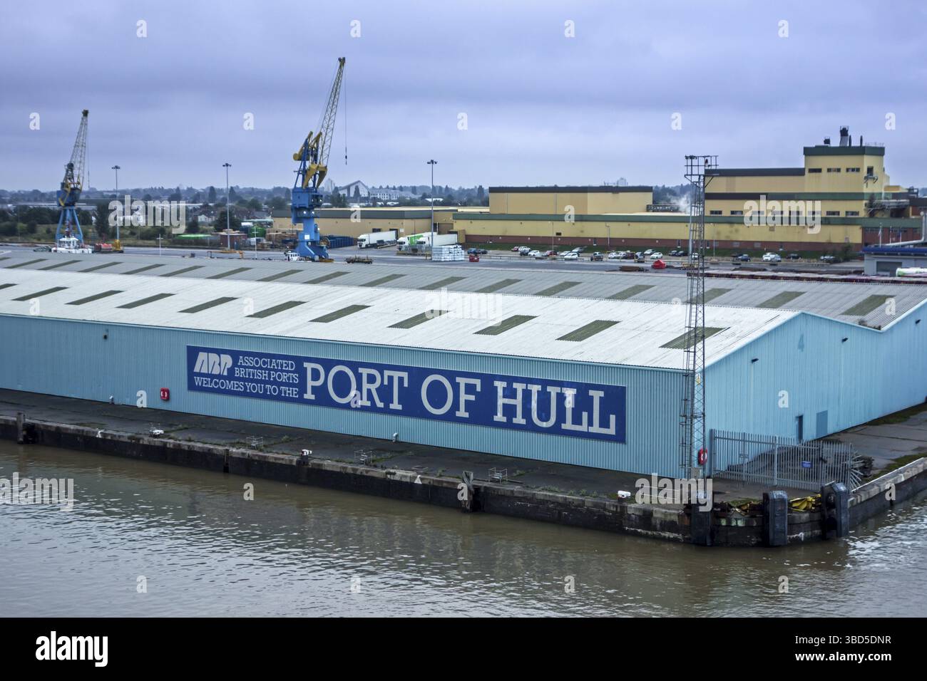 Sign on the hangar of Associated British Ports, ABP at the Port of Hull ...
