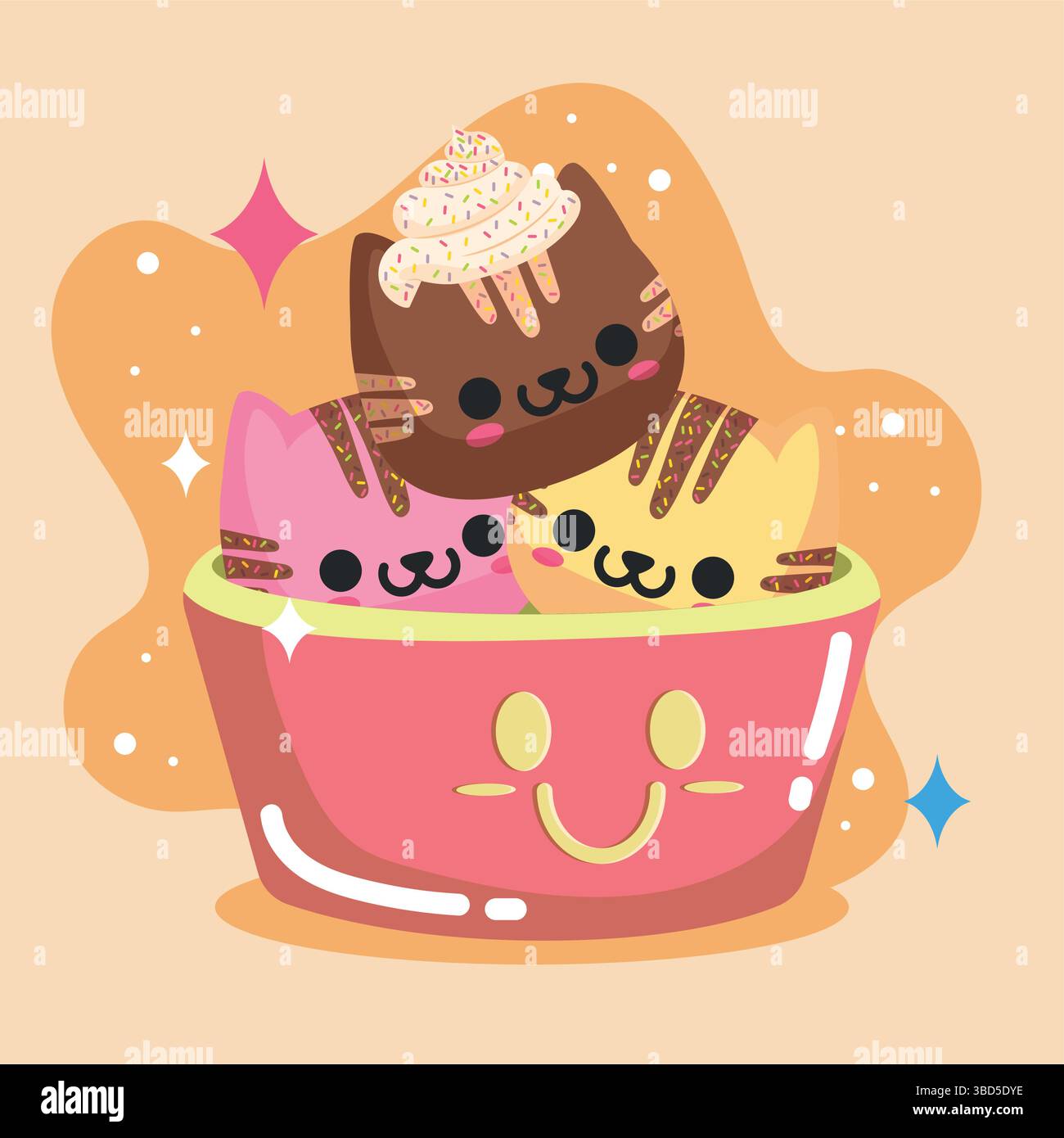 Cute cats food in Stock Vector Images - Alamy