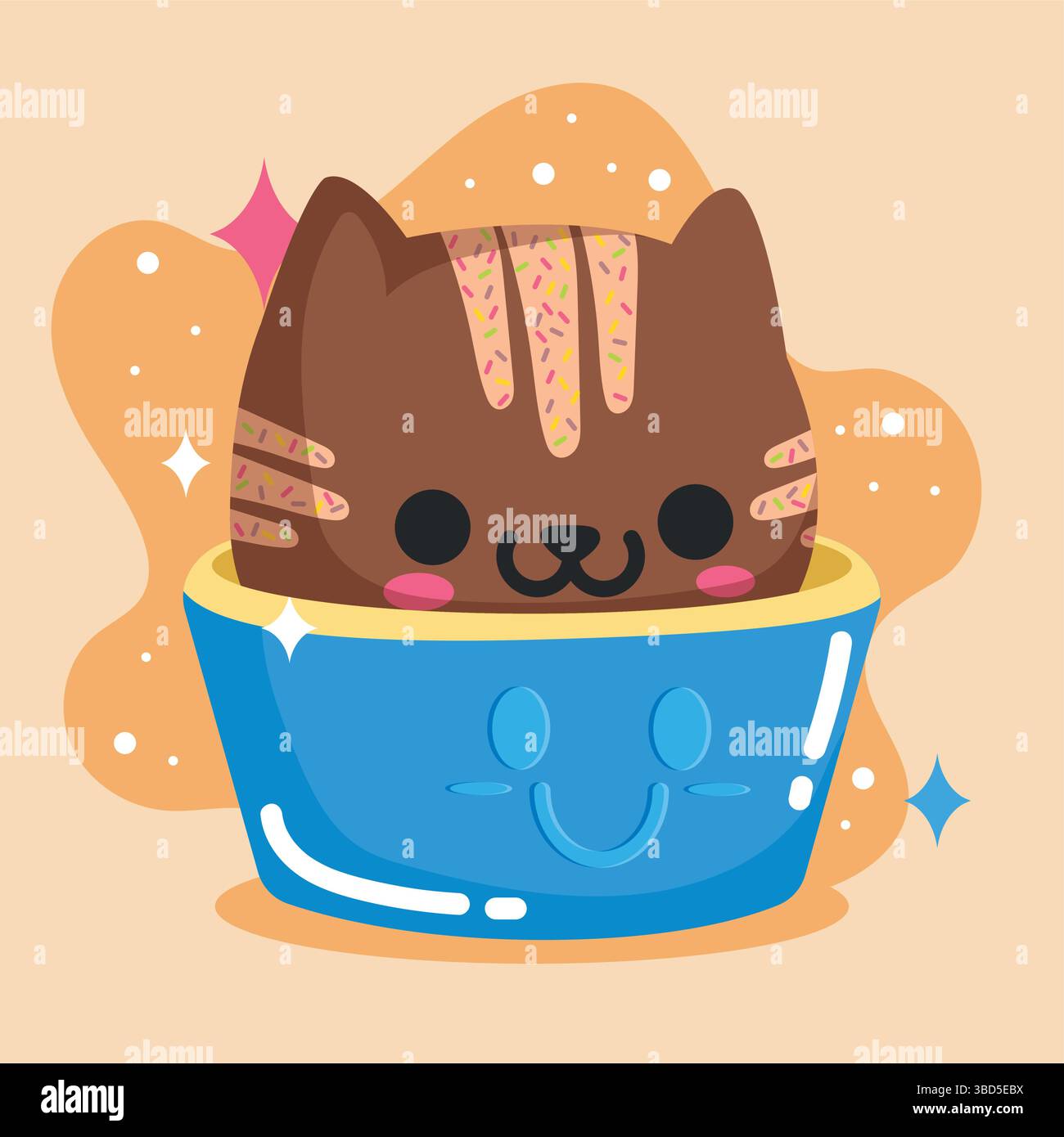 Chocolate cat inside bowl. Vector Stock Vector Image & Art - Alamy