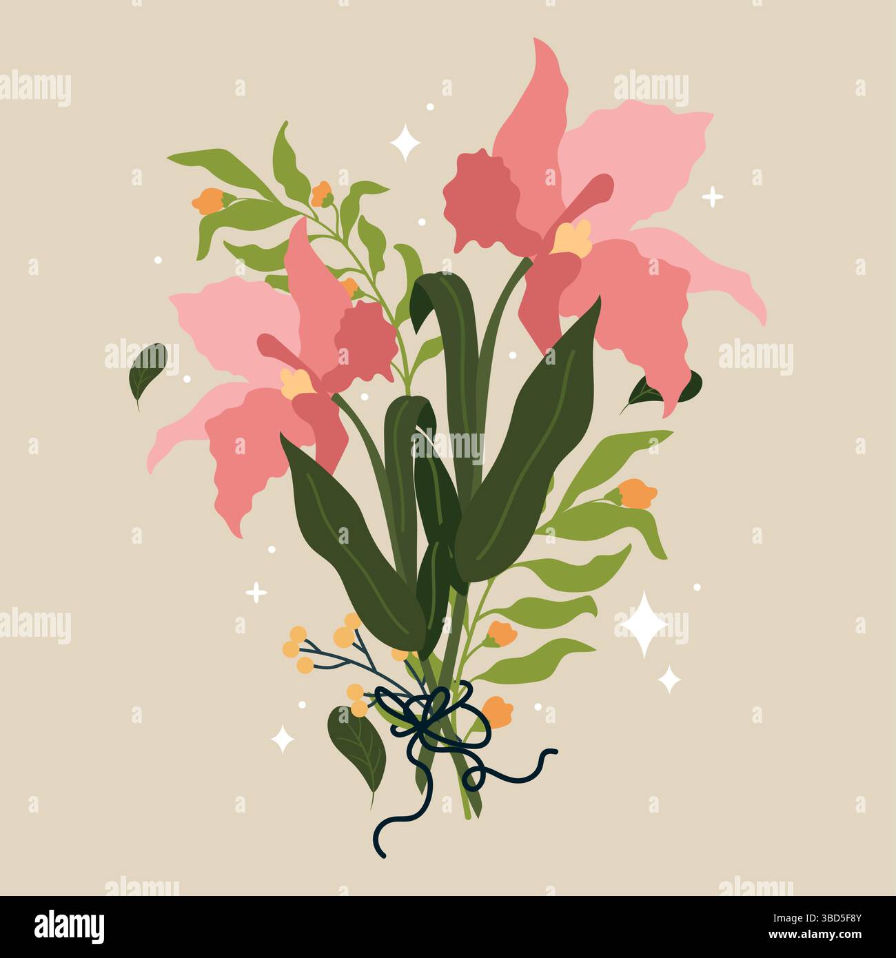 Romantic flower bouquet bound. Vector Stock Vector Image & Art - Alamy