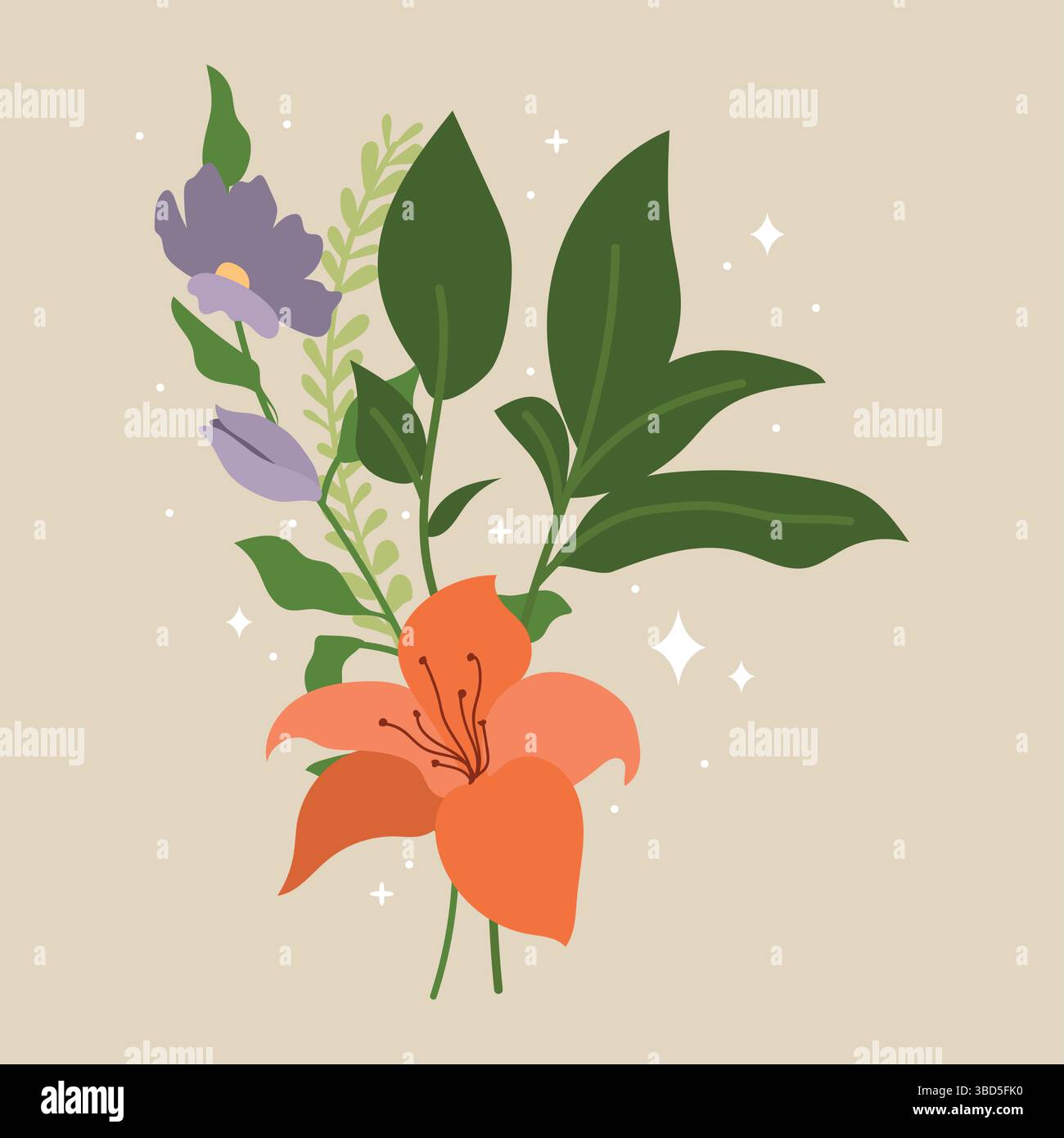 Romantic flower bouquet bound. Vector Stock Vector Image & Art - Alamy