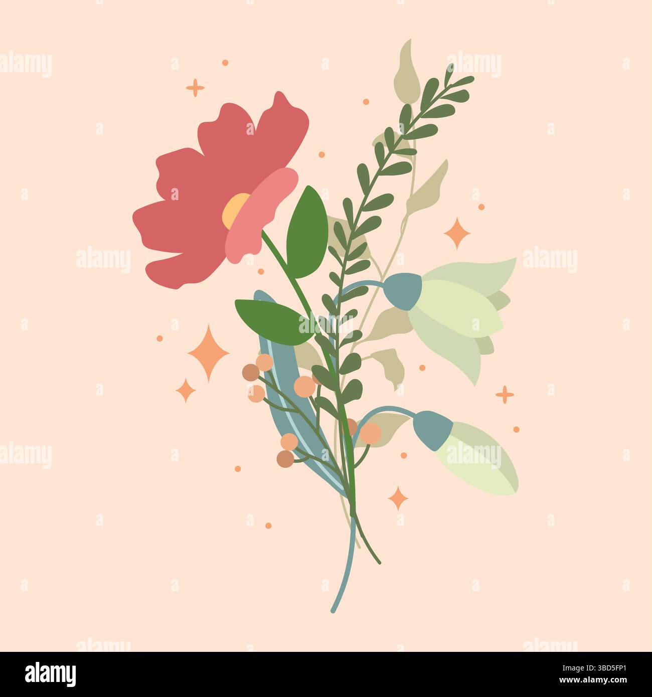Romantic flower bouquet bound. Vector Stock Vector Image & Art - Alamy