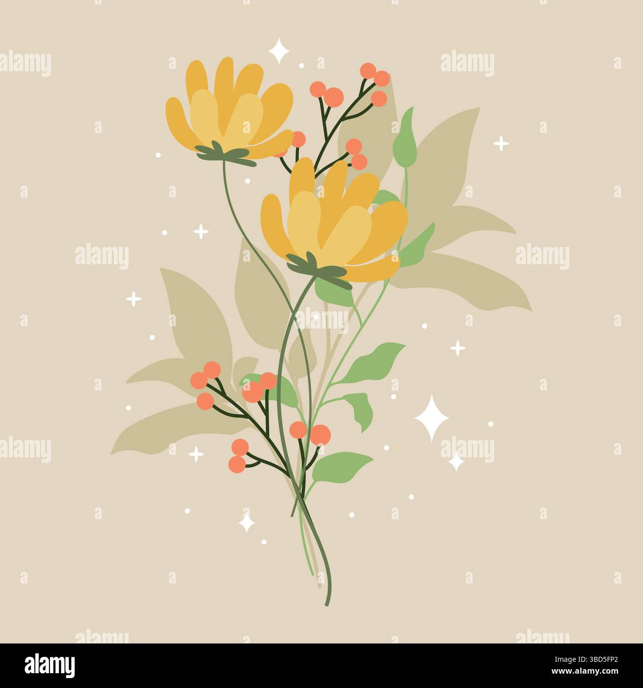Romantic flower bouquet bound. Vector Stock Vector Image & Art - Alamy