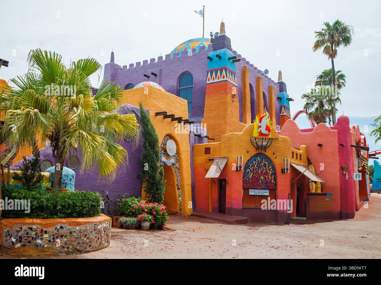 A Typical colorful building in Busch Gardens amusement park in Tampa ...
