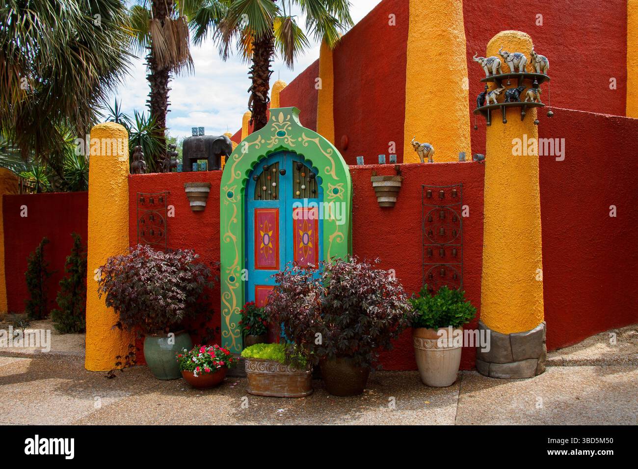 A Typical colorful building in Busch Gardens amusement park in Tampa ...