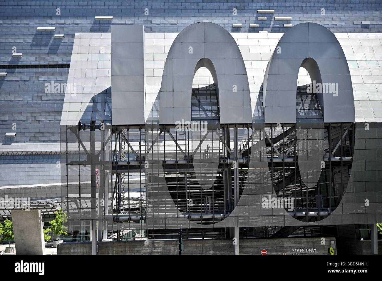 LOS ANGELES, CALIFORNIA - 19 MAY 2025: Detail of the CalTrans building ...