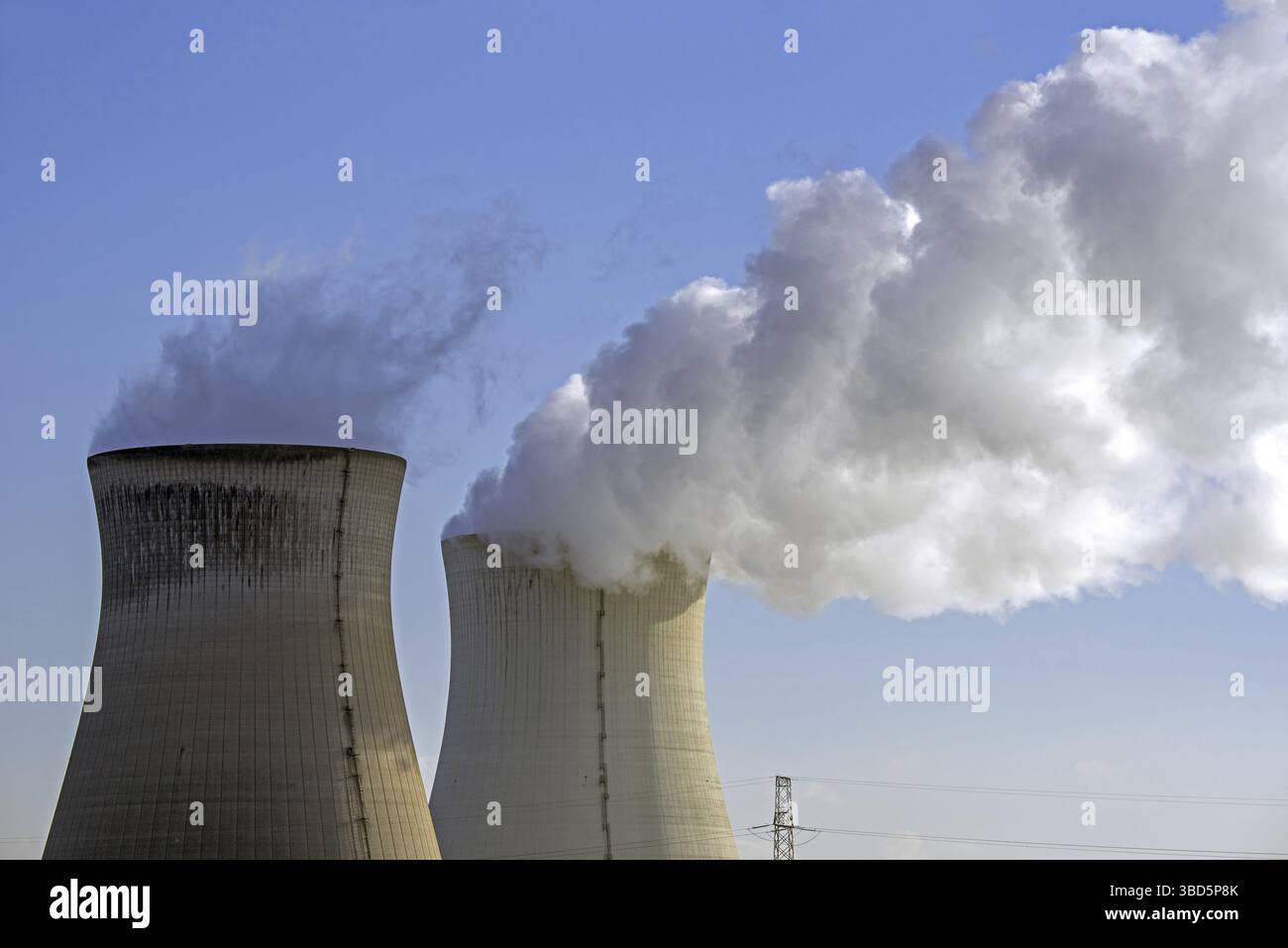 Two cooling towers of nuclear power station, nuclear power plant and ...