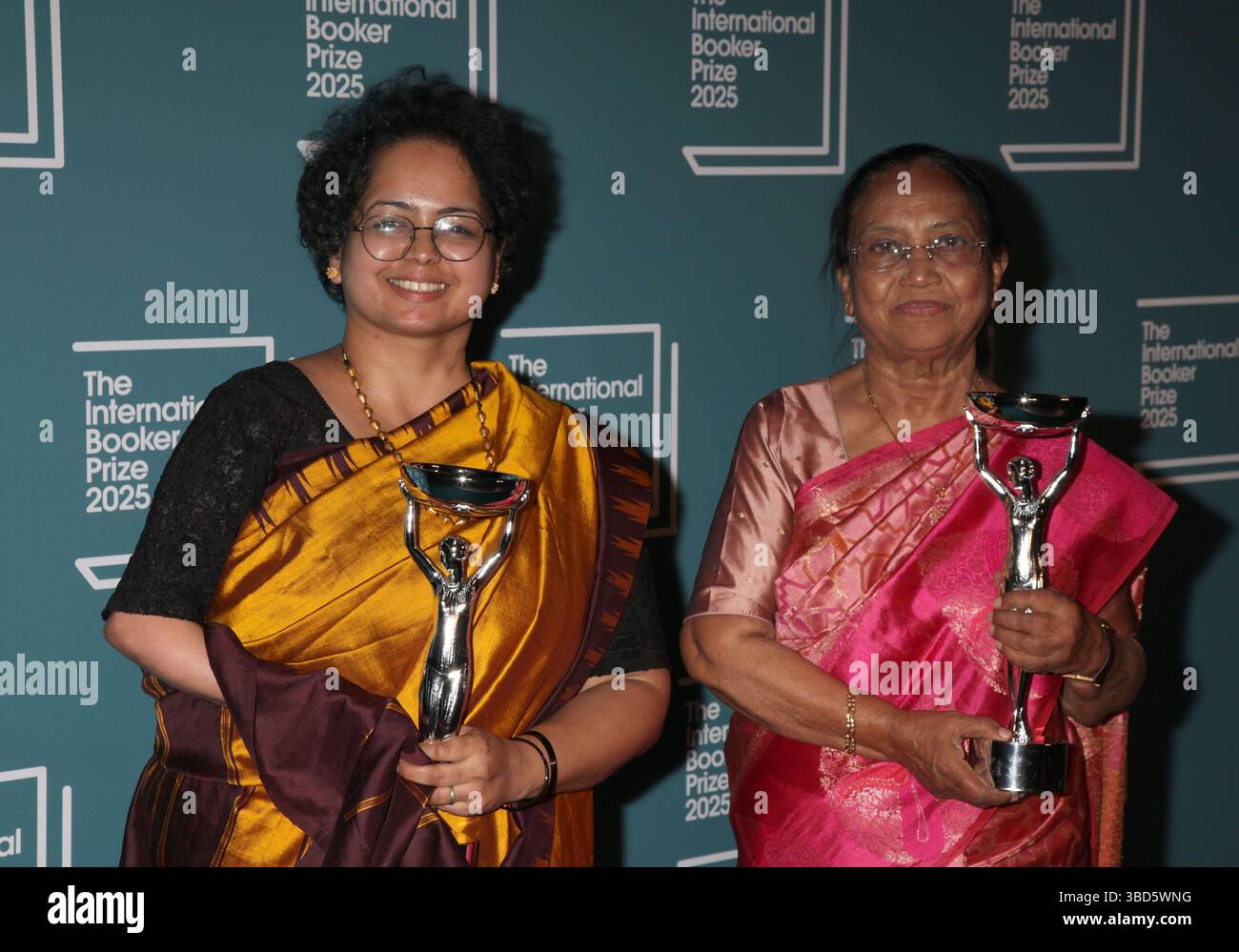 London, UK. Translator Deepa Bhast (left) and author Banu Mushtaq ...