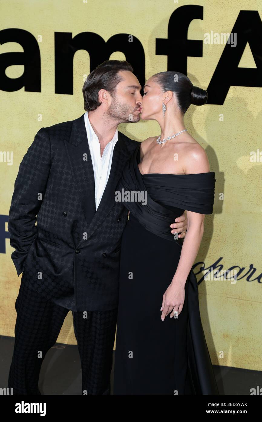 CANNES - MAY 22: Ed Westwick and Amy Jackson attend the amfAR Cannes ...