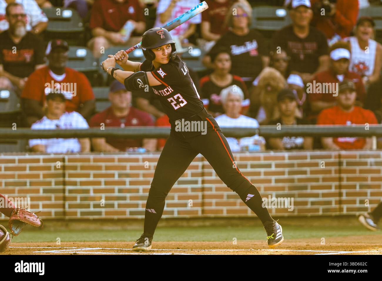 Texas Tech infielder Alexa Langeliers (23) bats during an NCAA super ...