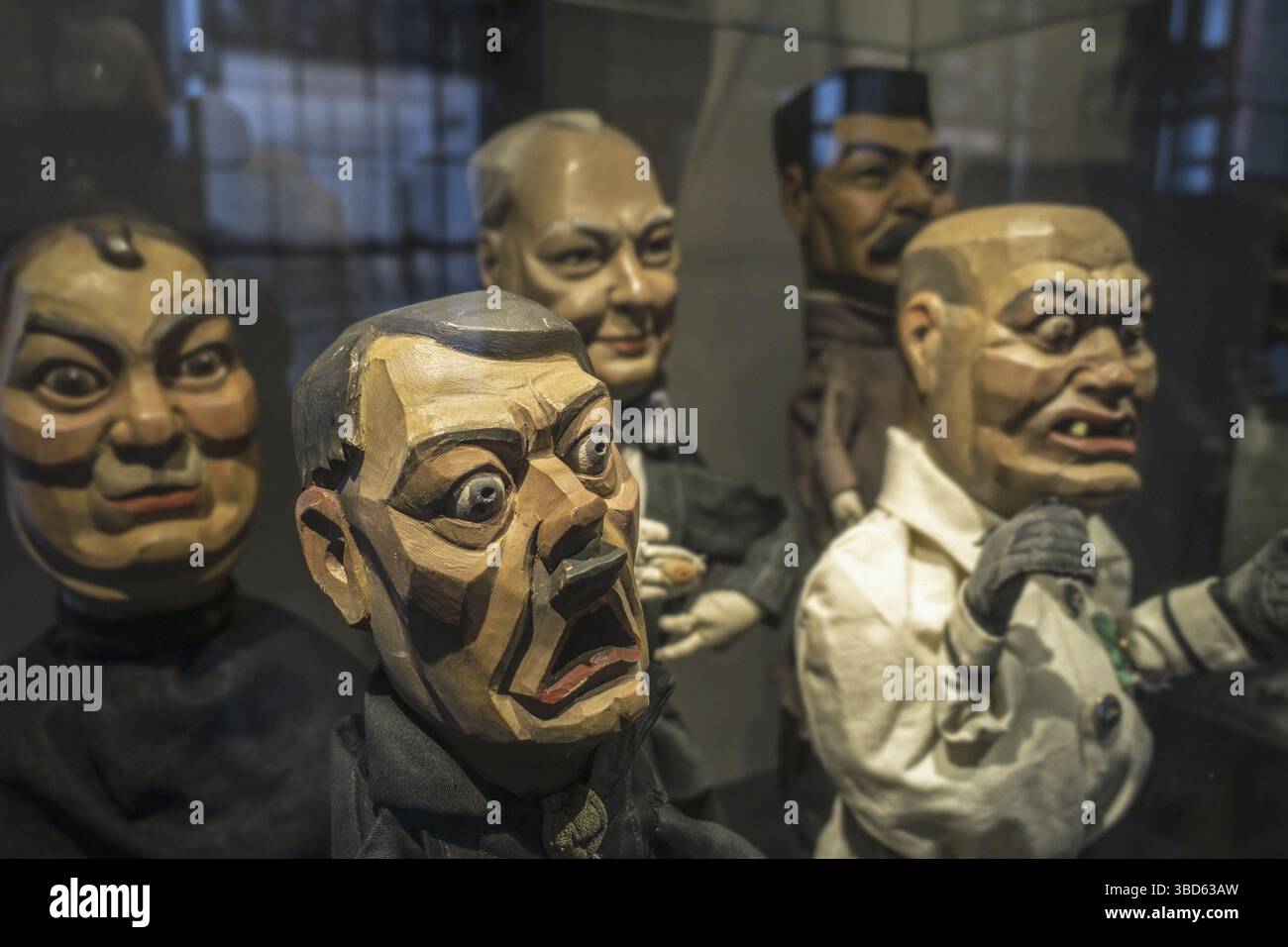 Wooden hand puppets featuring World War Two leaders Adolph Hitler ...