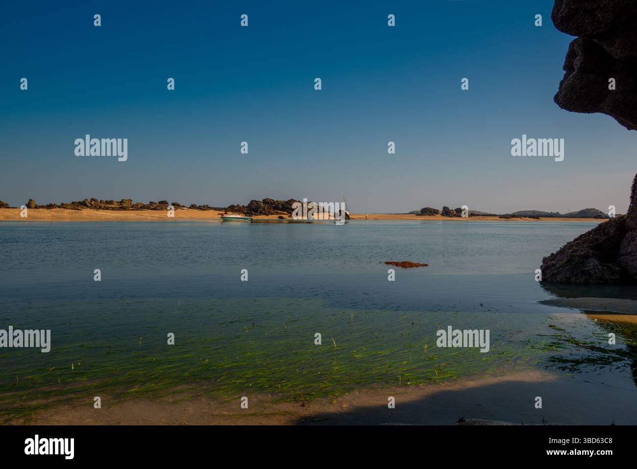 Seascape of Chausey Islands during a beautiful blue sky and sunny day ...