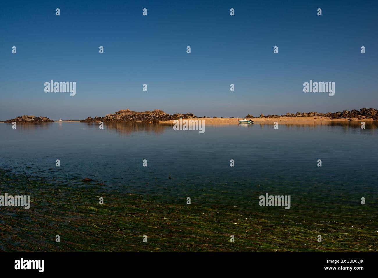 Seascape of Chausey Islands during a beautiful blue sky and sunny day ...