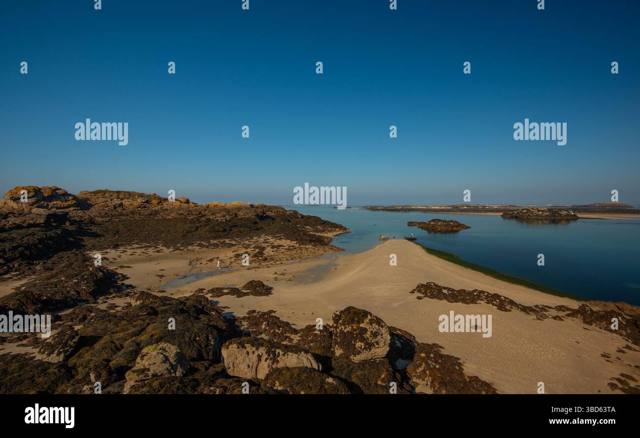 Seascape of Chausey Islands during a beautiful blue sky and sunny day ...