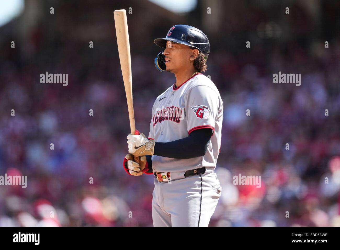 Cleveland Guardians' Bo Naylor bats during a baseball game against the ...