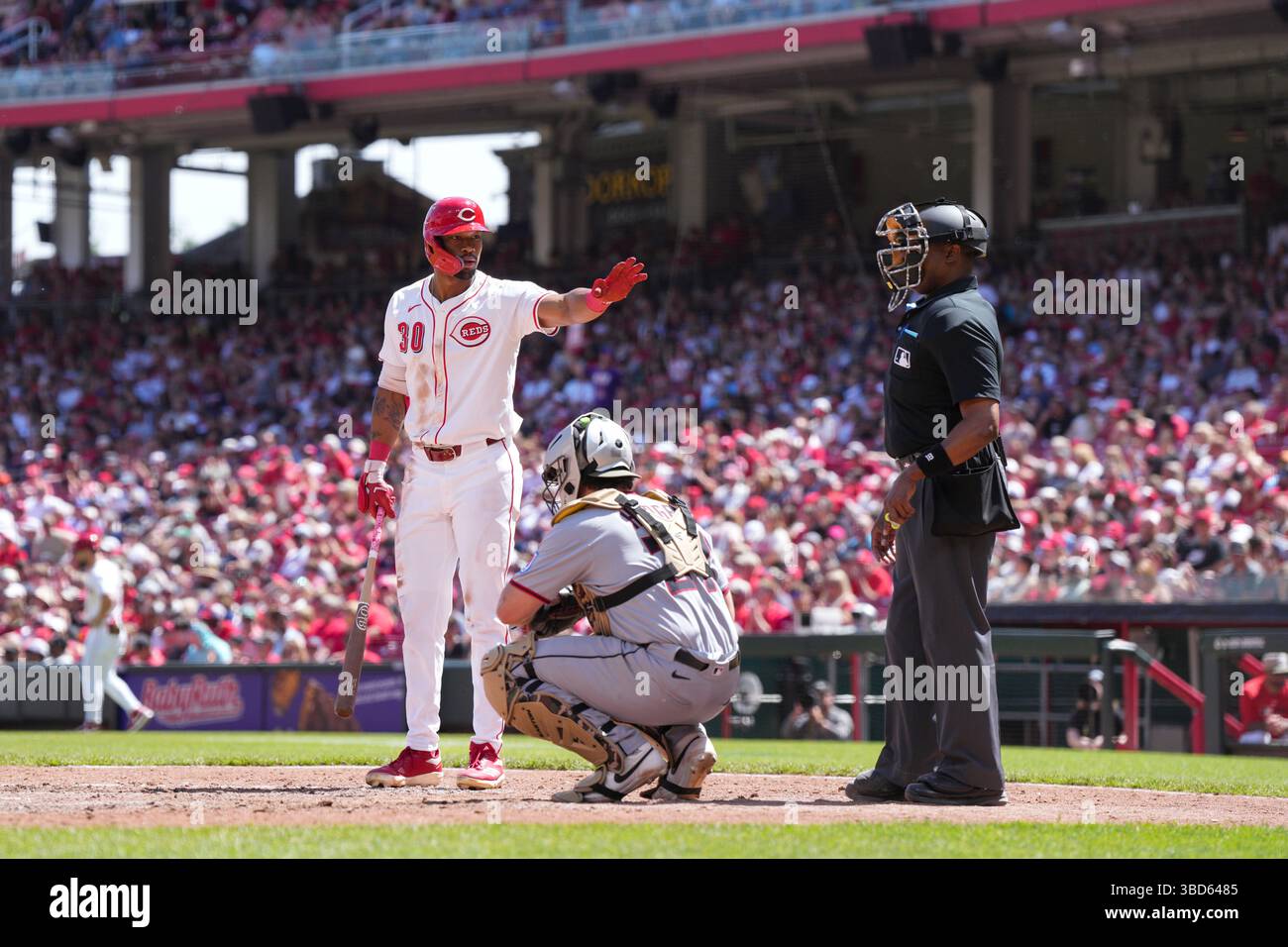 Cincinnati Reds' Will Benson (30) gestures during a baseball game ...