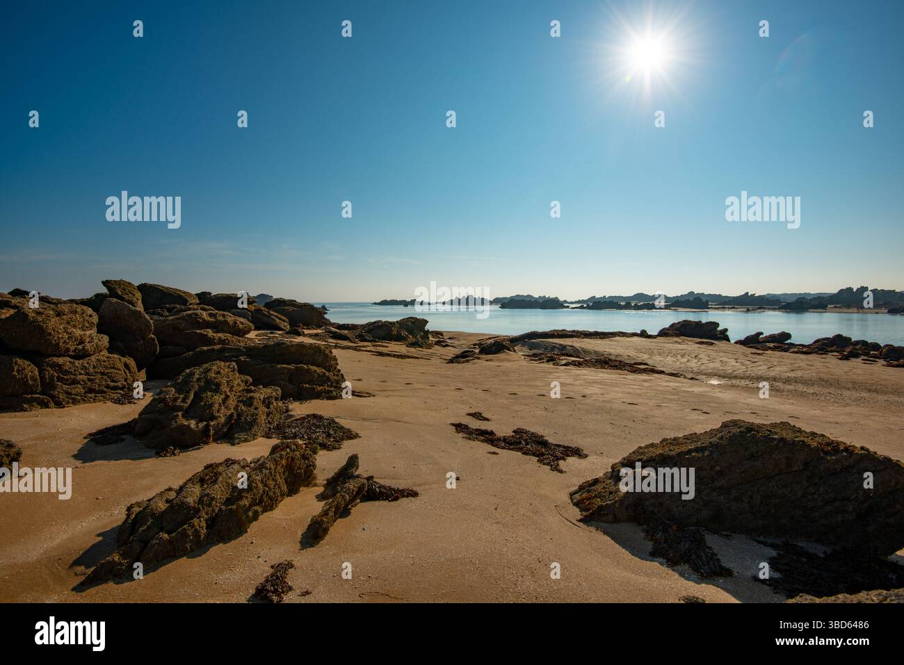 Seascape of Chausey Islands during a beautiful blue sky and sunny day ...