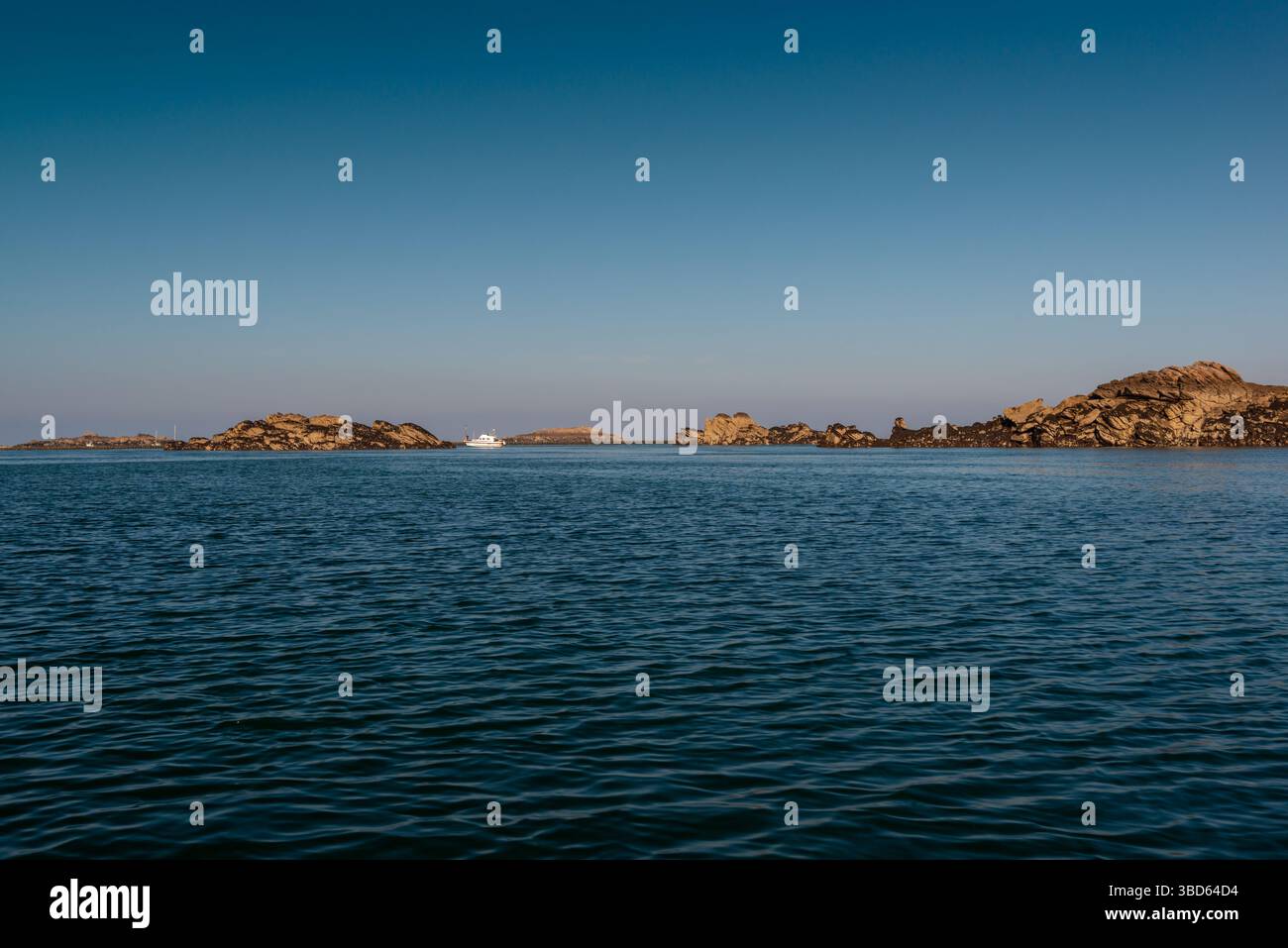 Seascape of Chausey Islands during a beautiful blue sky and sunny day ...