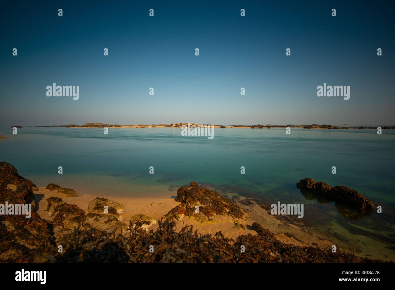 Seascape of Chausey Islands during a beautiful blue sky and sunny day ...