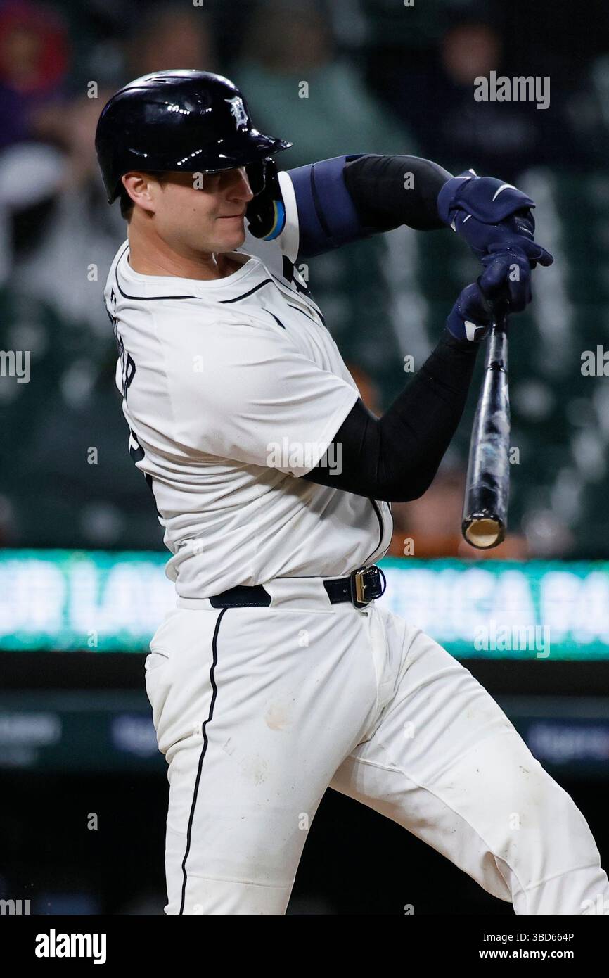 Detroit Tigers' Dillon Dingler strikes out to end the baseball game ...