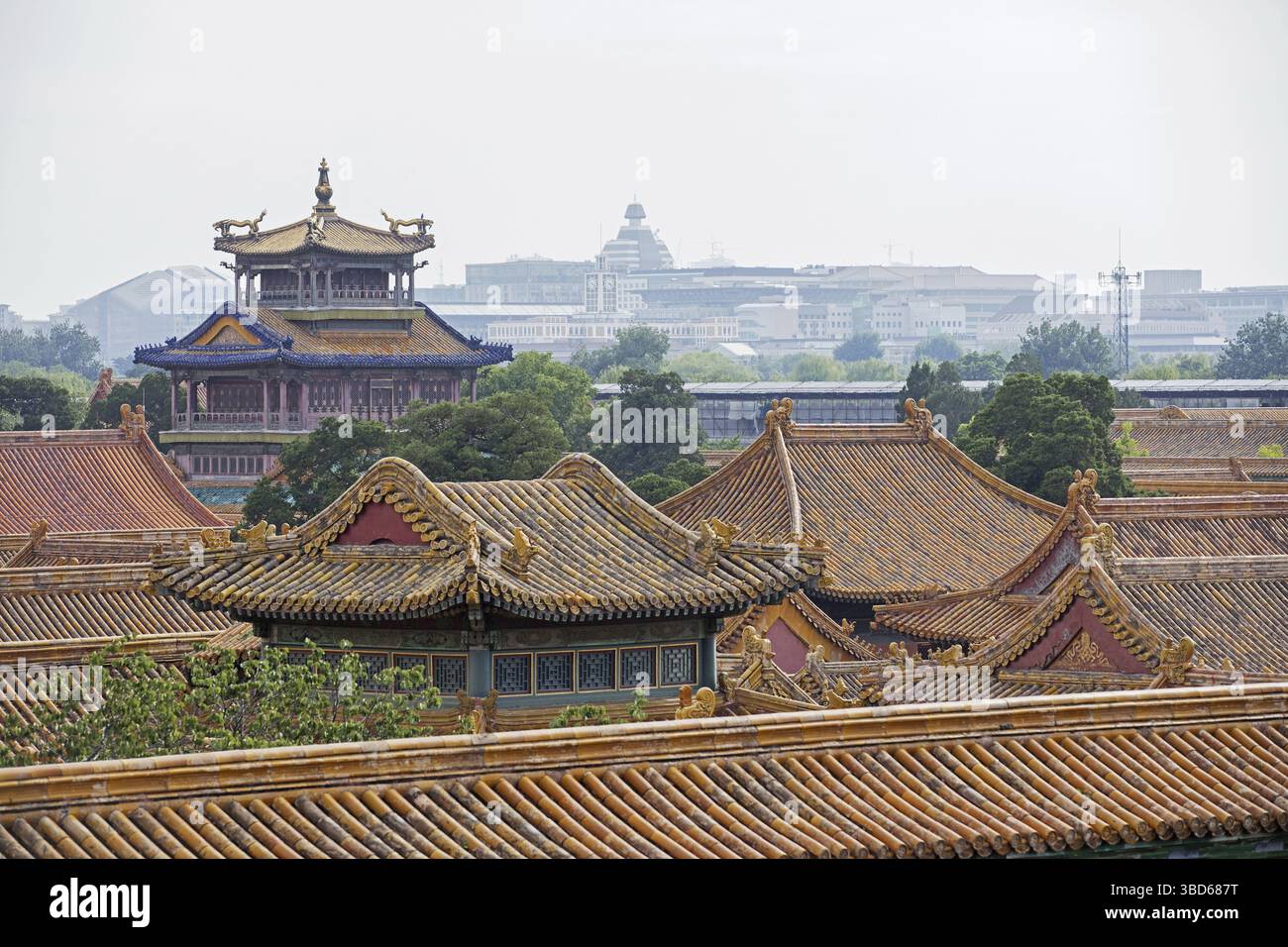 Rooftops of the Forbidden City showing traditional Chinese glazed ...