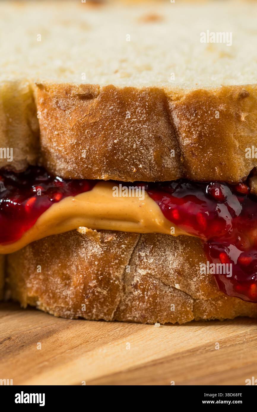 American Homemade Peanut Butter and Jelly Sandwich with Chips Stock ...