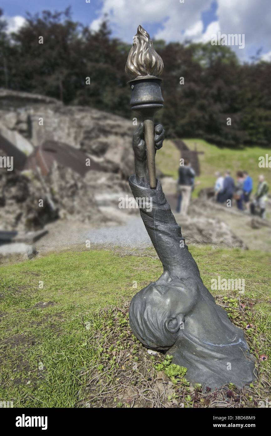 Monument among debris of the exploded magazine in the Fort de Loncin ...