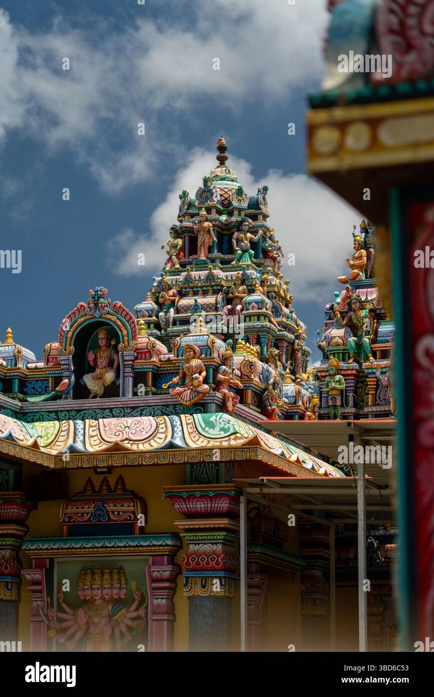 Cap Malheureux, Mauritius - May 12, 2024: Intricate gopuram tower ...