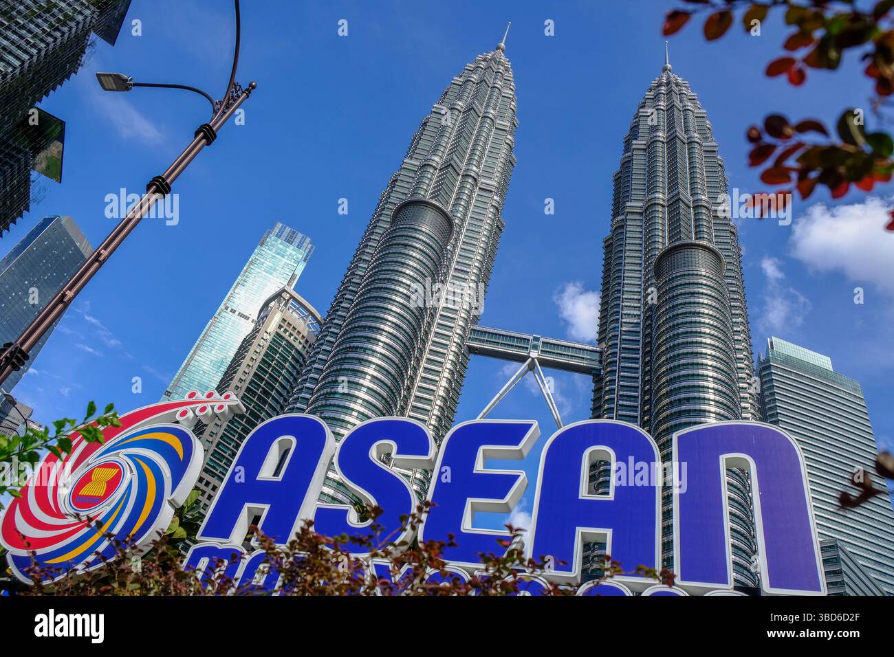 Decoration of the 46th ASEAN Summit is been displayed on the front of ...