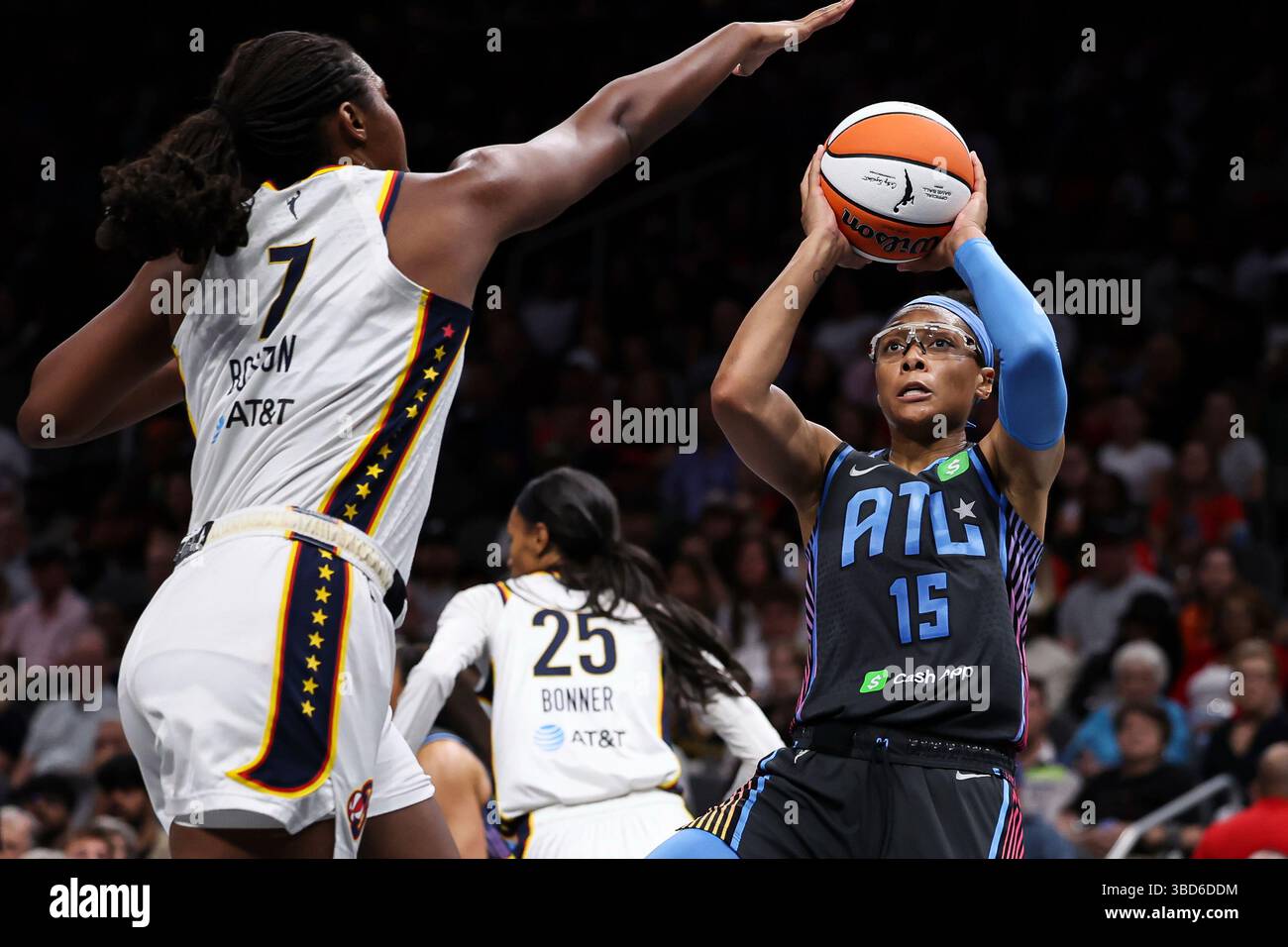 Atlanta Dream guard Allisha Gray attempts a shot against Indiana Fever ...