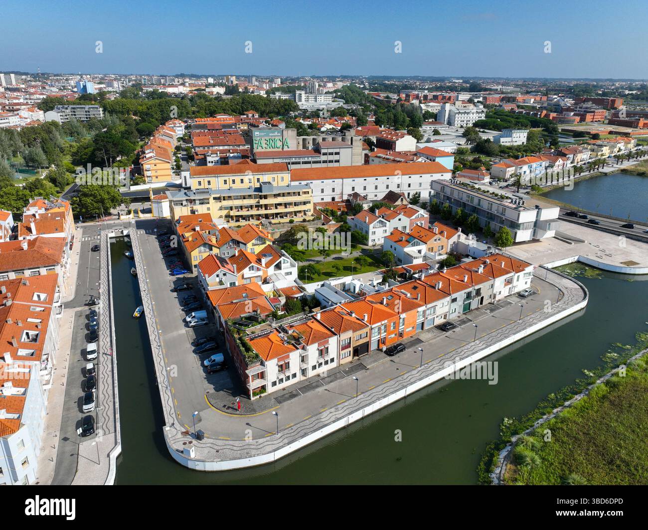Aveiro, Portugal - May 12, 2024: Drone photo of a tidy city block with ...