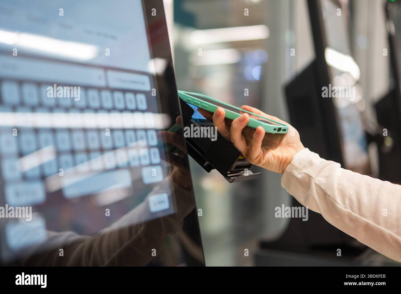 Using Smartphone for Easy Self-Checkout at the Supermarket Stock Photo ...