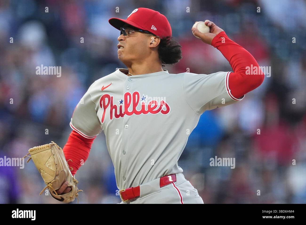 Philadelphia Phillies starting pitcher Jesús Luzardo (44) in the fourth ...